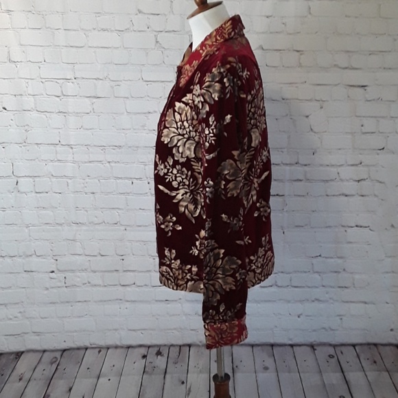erin london | Jackets & Coats | Vintage Flocked Crushed Gold Red Velvet ...